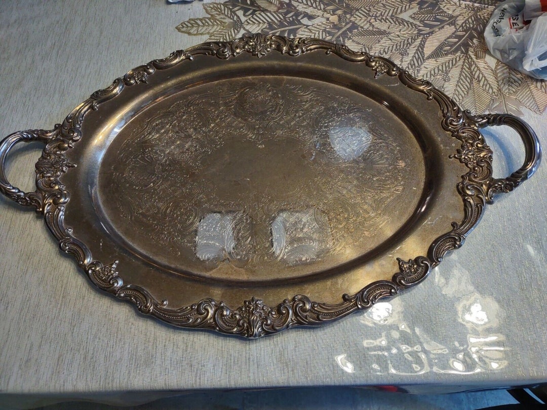 Reed and Barton El Greco Silverplate Handled Butler Tray 27.5"x17.5 ...