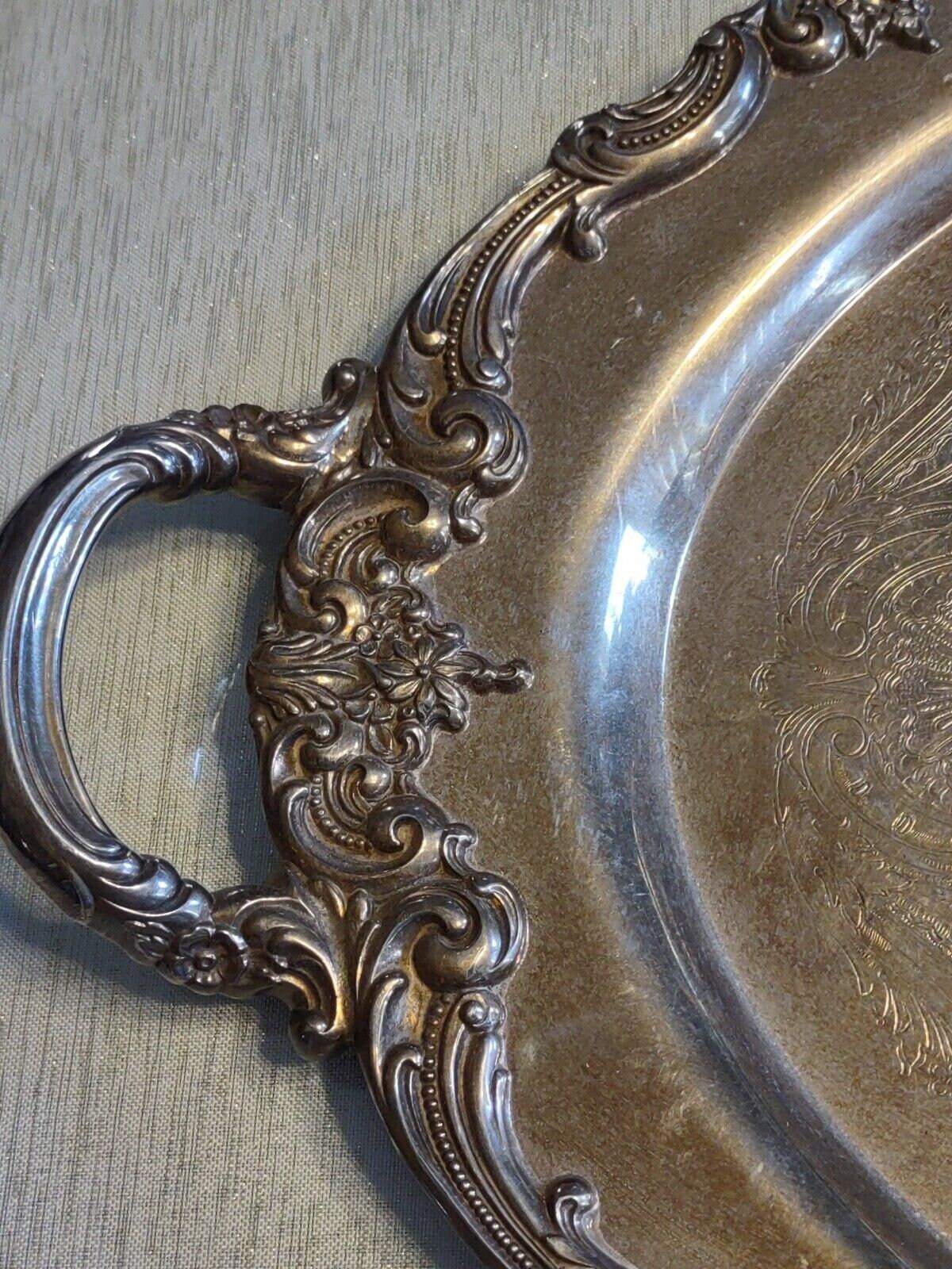 Reed and Barton El Greco Silverplate Handled Butler Tray 27.5"x17.5 ...