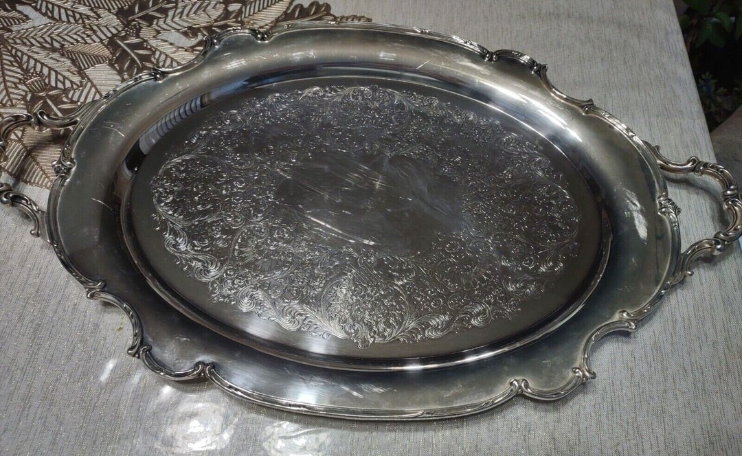 1847 Rogers Bros Reflection Silverplate Butler Tray 9281 24"x15" - Etsy ...