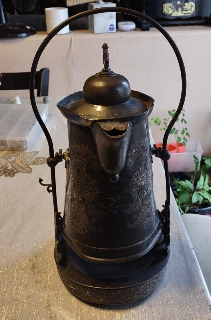 Victorian Silver Plate Tilting Tea Pot With Stand Personalized - Etsy