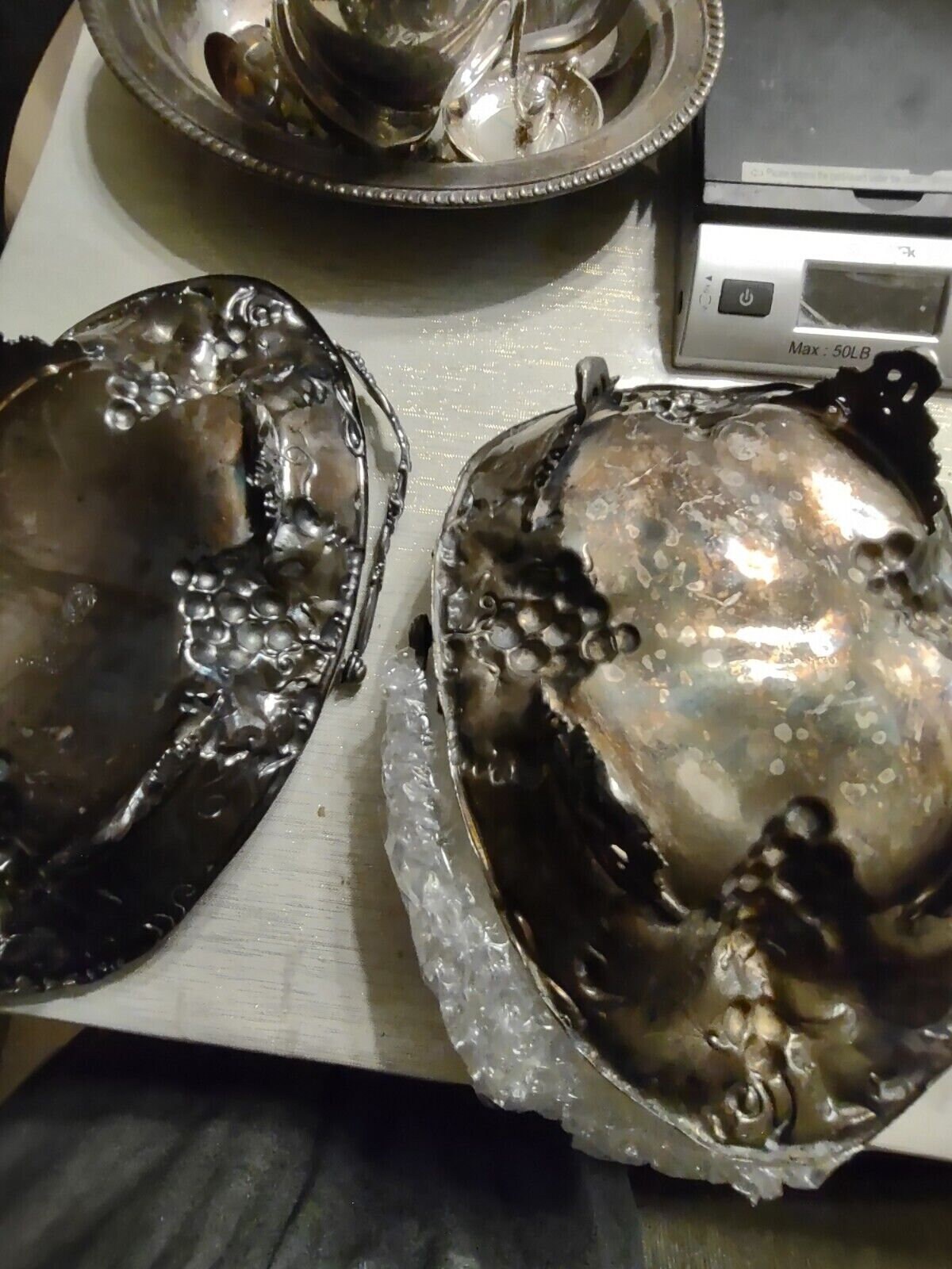 Homan Mfg Co Pair of Antique Silverplate Art Nouveau Grapevine Baskets ...