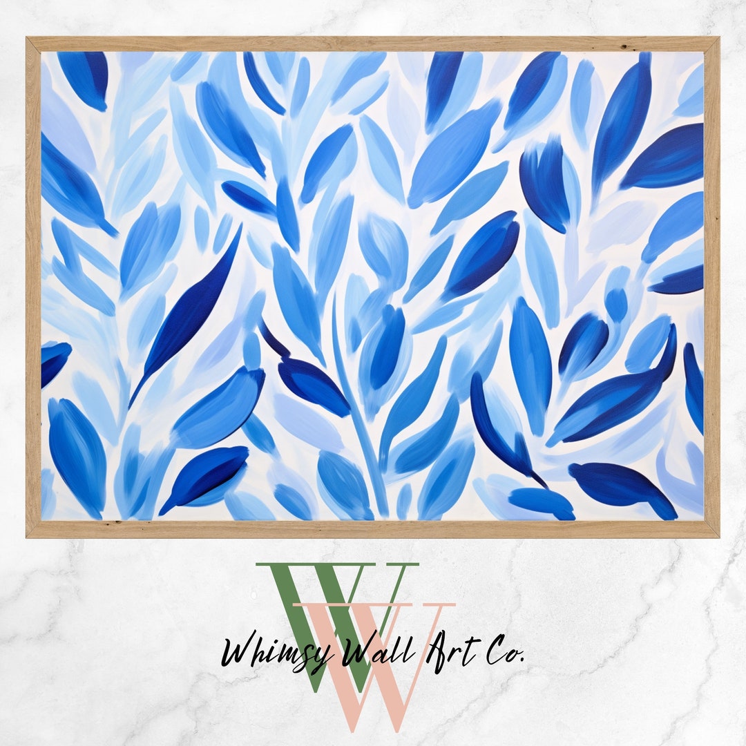 Blue Leaf Fauvism Art Print: Modern Brush Stroke Design (digital ...