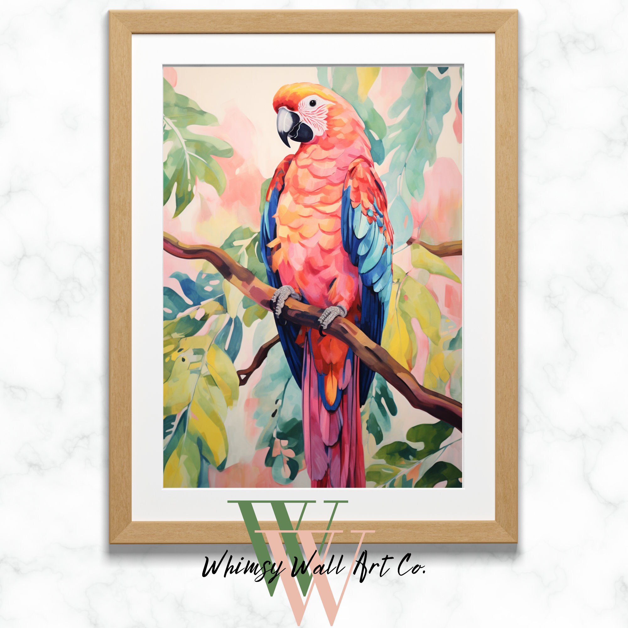 Parrot Wall Art, Tropical Wall Art, Parrot Print, Tropical Bird Print ...