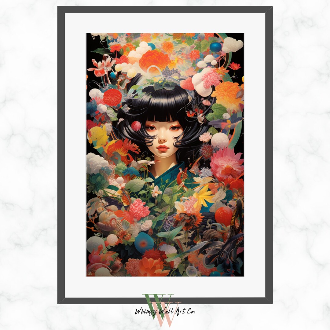 Japanese Wall Art, Maximalist Japanese Art, Vibrant Pattern Japanese ...