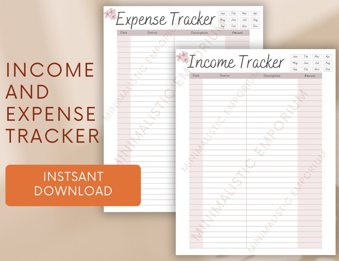 DIGITAL BUDGET PLANNER Printable Pdf - Income & Expense Tracker for ...
