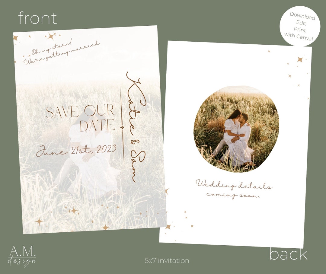 Oh My Stars! Save the Date Digital Canva Template for Boho/star Themed ...