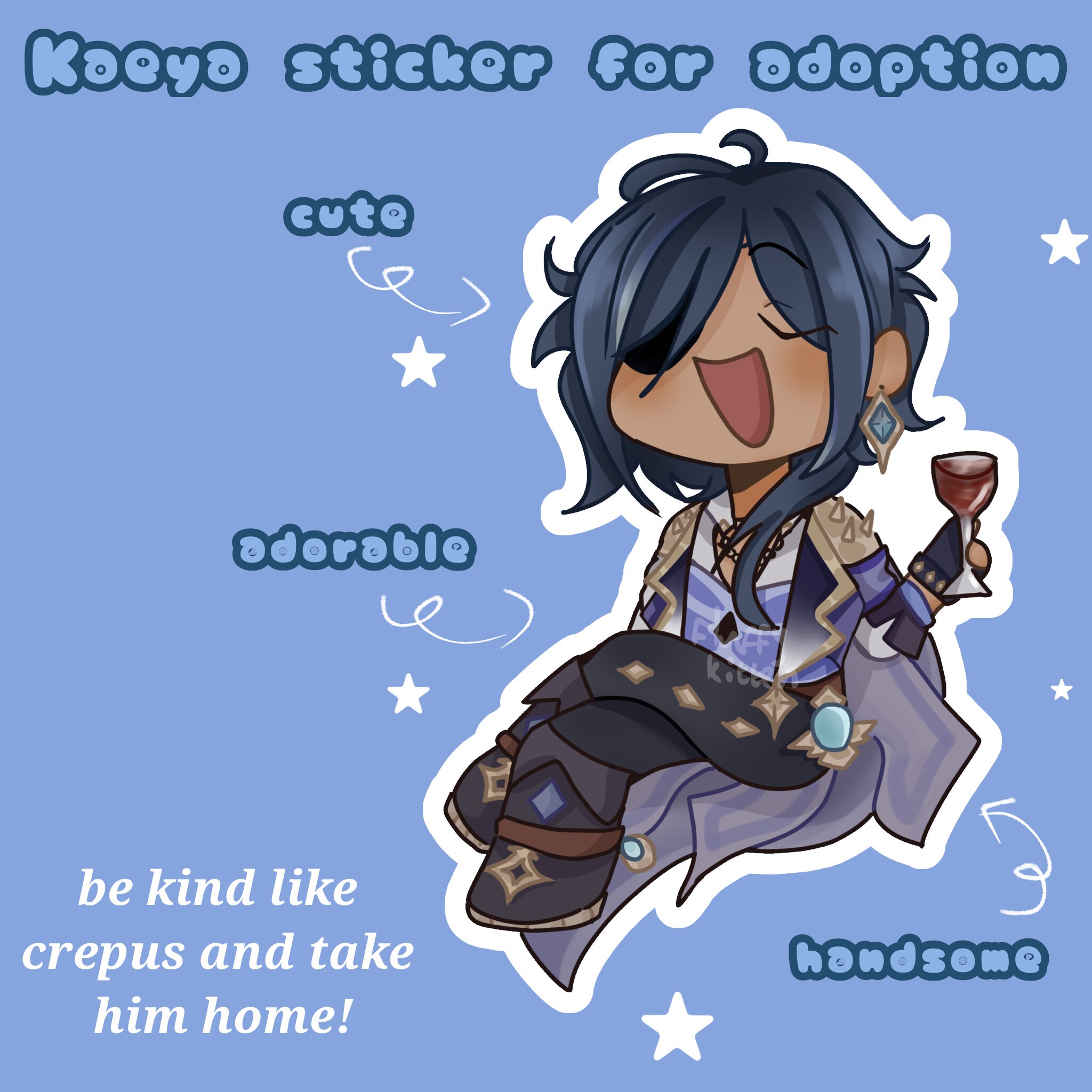 Kaeya Be Chillin' // Genshin Impact // Vinyl Sparkly Sticker - Etsy