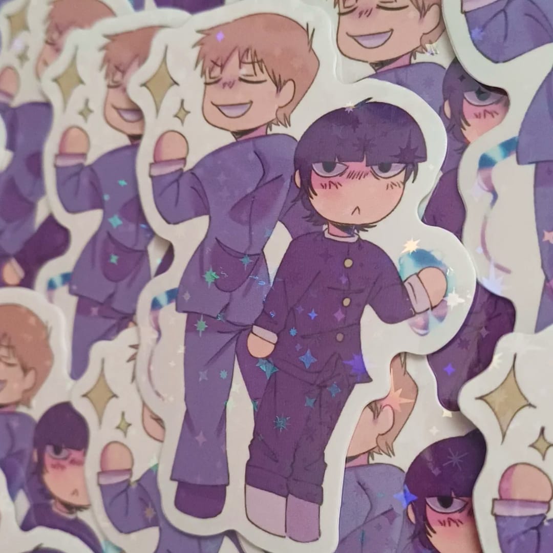 Mob and Reigen// MP100// Vinyl Sparkly Sticker - Etsy