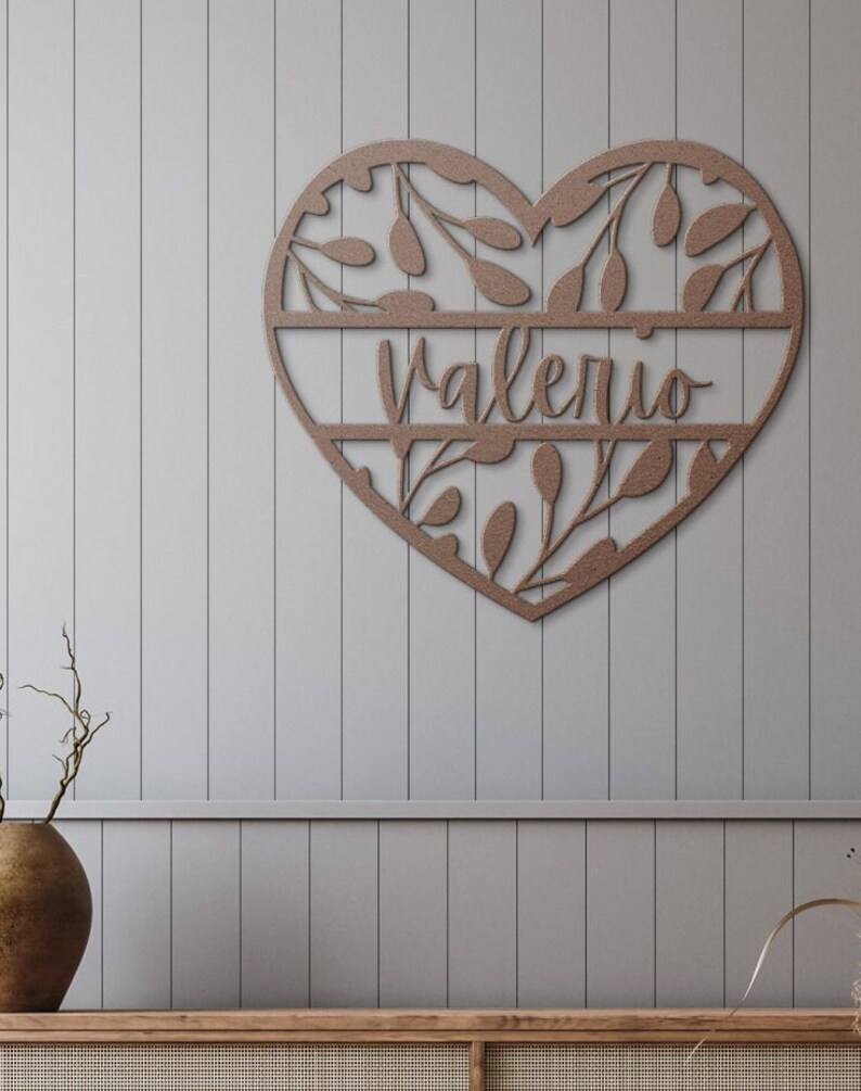 Heart Metal Art Welcome Sign With Name Front Door Surname Monogram ...