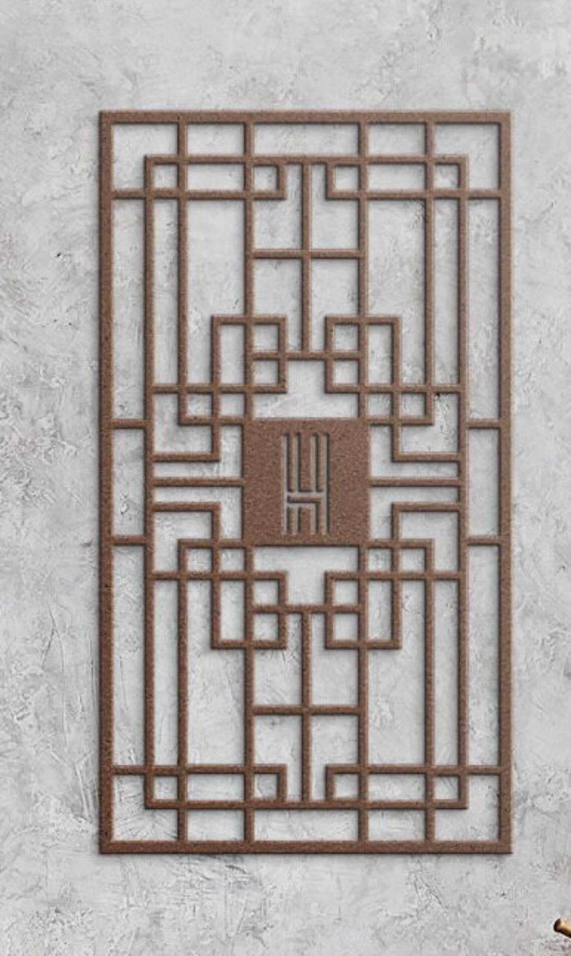 Art Deco Monogram Metal Wall Art, Asian Lattice Surname Sign - Etsy