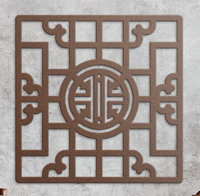 Asian Metal Design Wall Art Chinese Lattice Front Door Entry or Garden ...