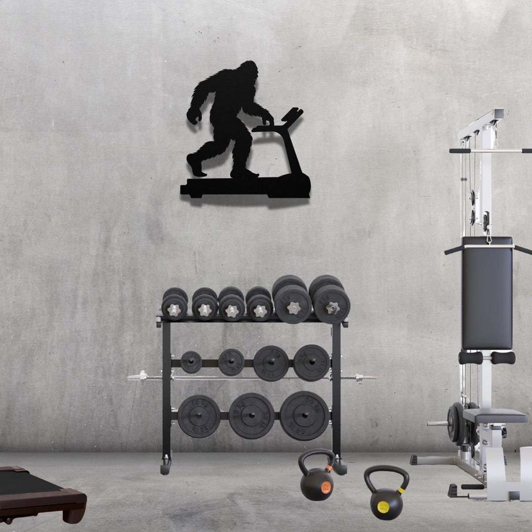 Bigfoot on Treadmill Sasquatch Gift for Gym Rat or Runner Cardio Home ...
