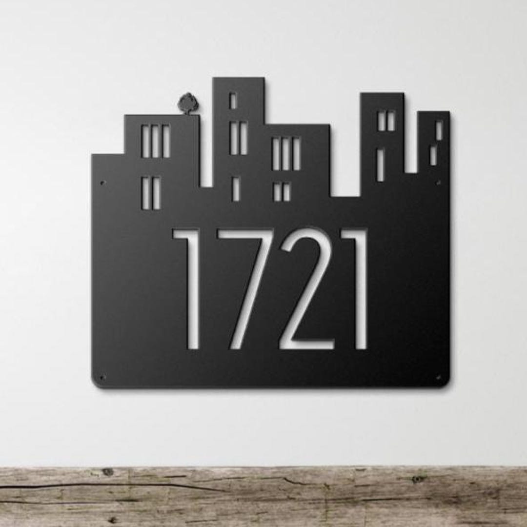 City Scene House Numbers Urban Setting Address Sign Easy to Read ...