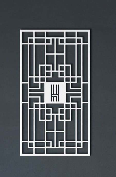 Art Deco Asian Lattice Front Door Initial Monogram Surname Metal Art ...