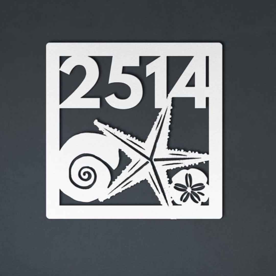 Coastal Address Sign, Seashells and Starfish Beach House Numbers - Etsy