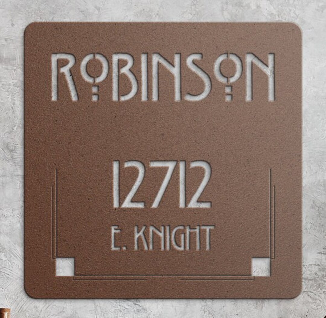 Arts Crafts Art Deco House Number Address Name Metal Art Sign Outdoor ...