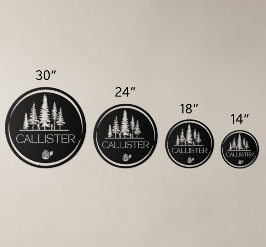 Evergreen NW Hikers Front Door Welcome Metal Art Sign Pine Trees Cone ...