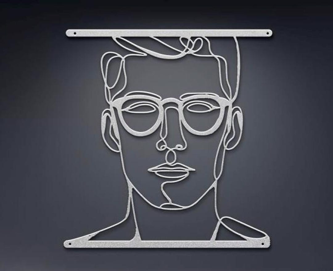 Line Drawing Metal Design Man With Eyeglasses for Optometry Office ...