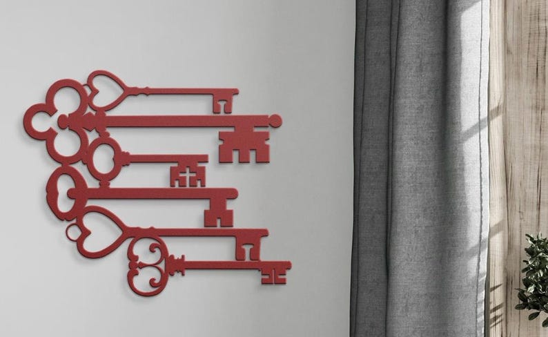 Antique Keys Vintage Beautiful Metal Wall Art Heart Indoor Outdoor ...