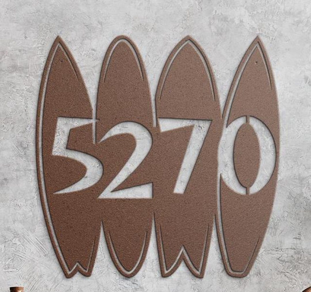 Surfboard House Numbers Metal Sign, Beach House Address, Custom Coastal ...
