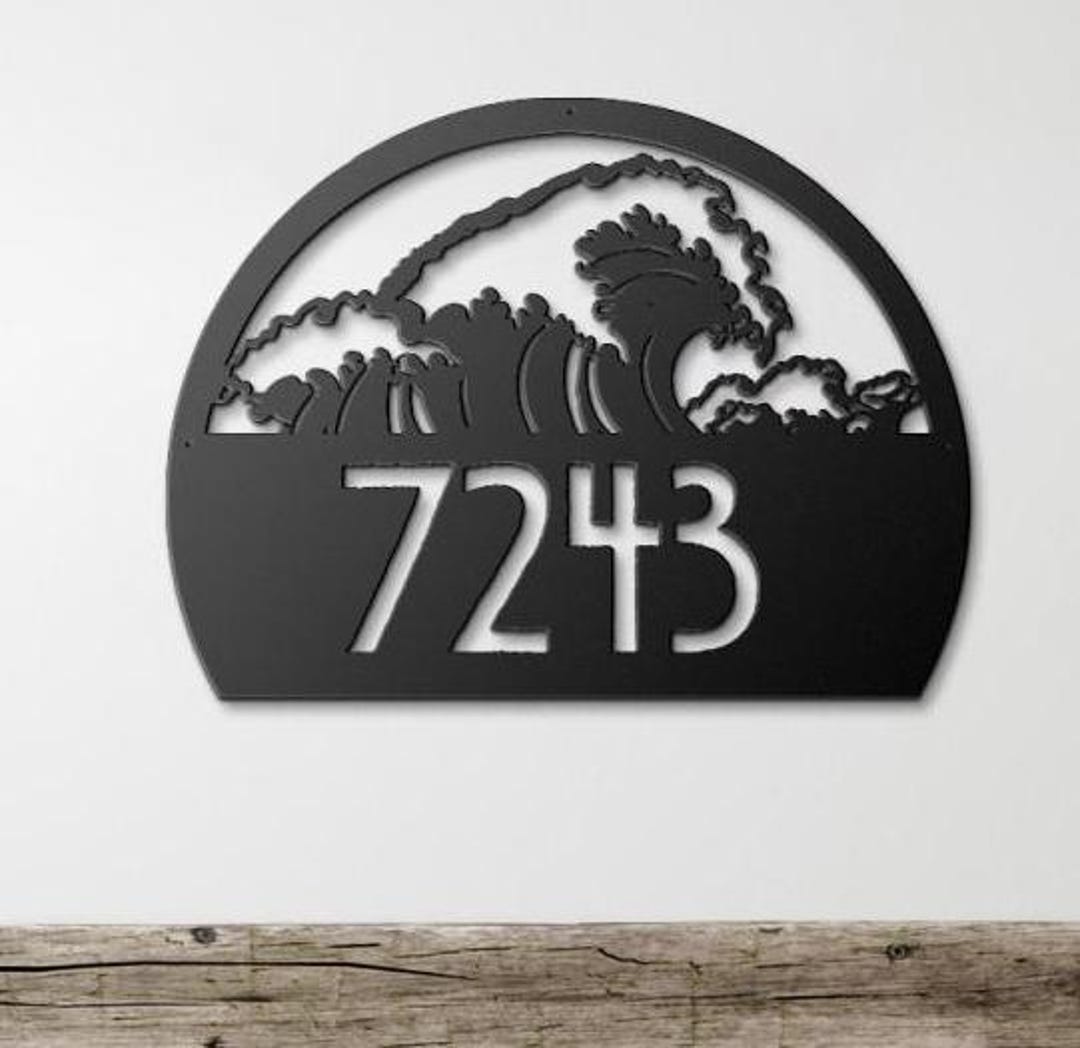 Ocean Waves House Numbers Japanese Asian Art Inspired for Beach House ...