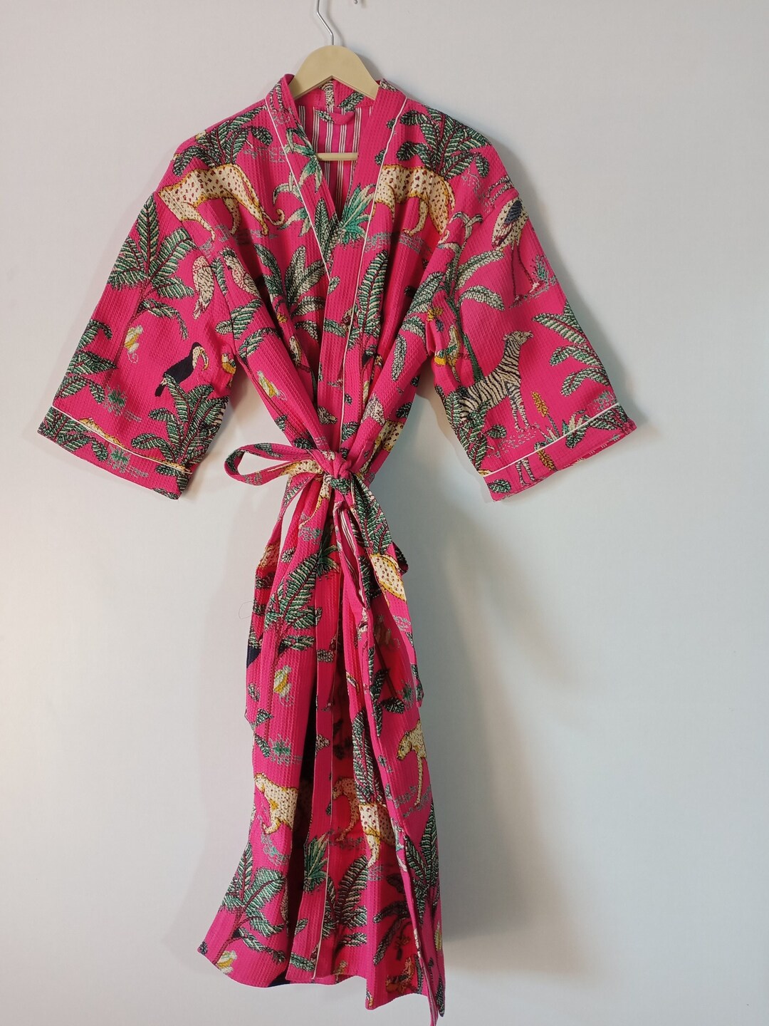Waffle Linen Robe Tiger Kimono Robe Linen Spa Robe Sauna Robe Bath Robe ...