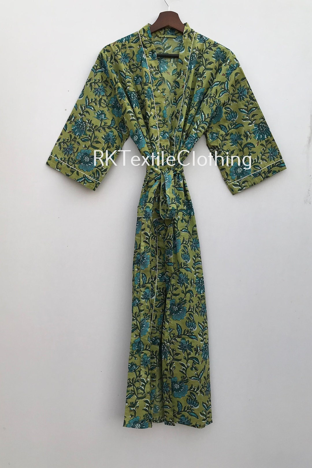 Block Print Robe Cotton Kimono, Hand Block Print Cotton Kimono ...