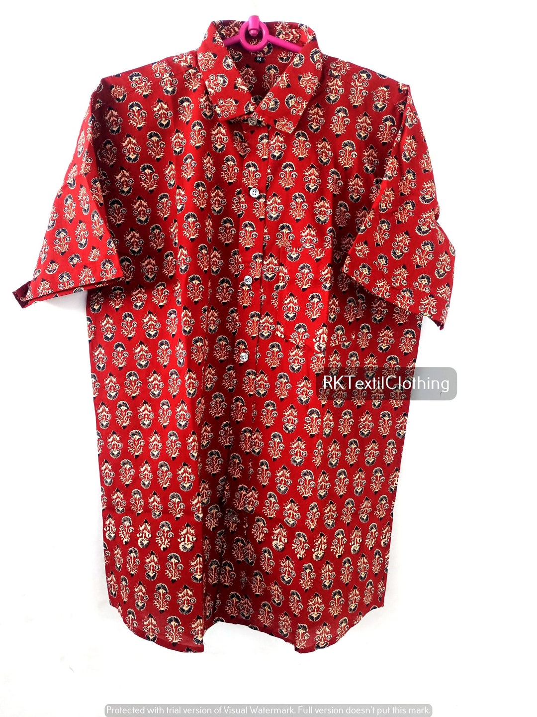 Pure Cotton Printed Men's Shirt ,indian Hand Block Print Shirt ,summer ...