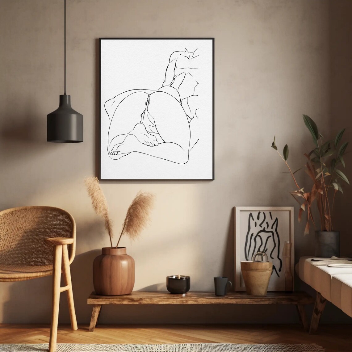 Abstract Couple Line Art Love Print Couple One Line Drawing Man And