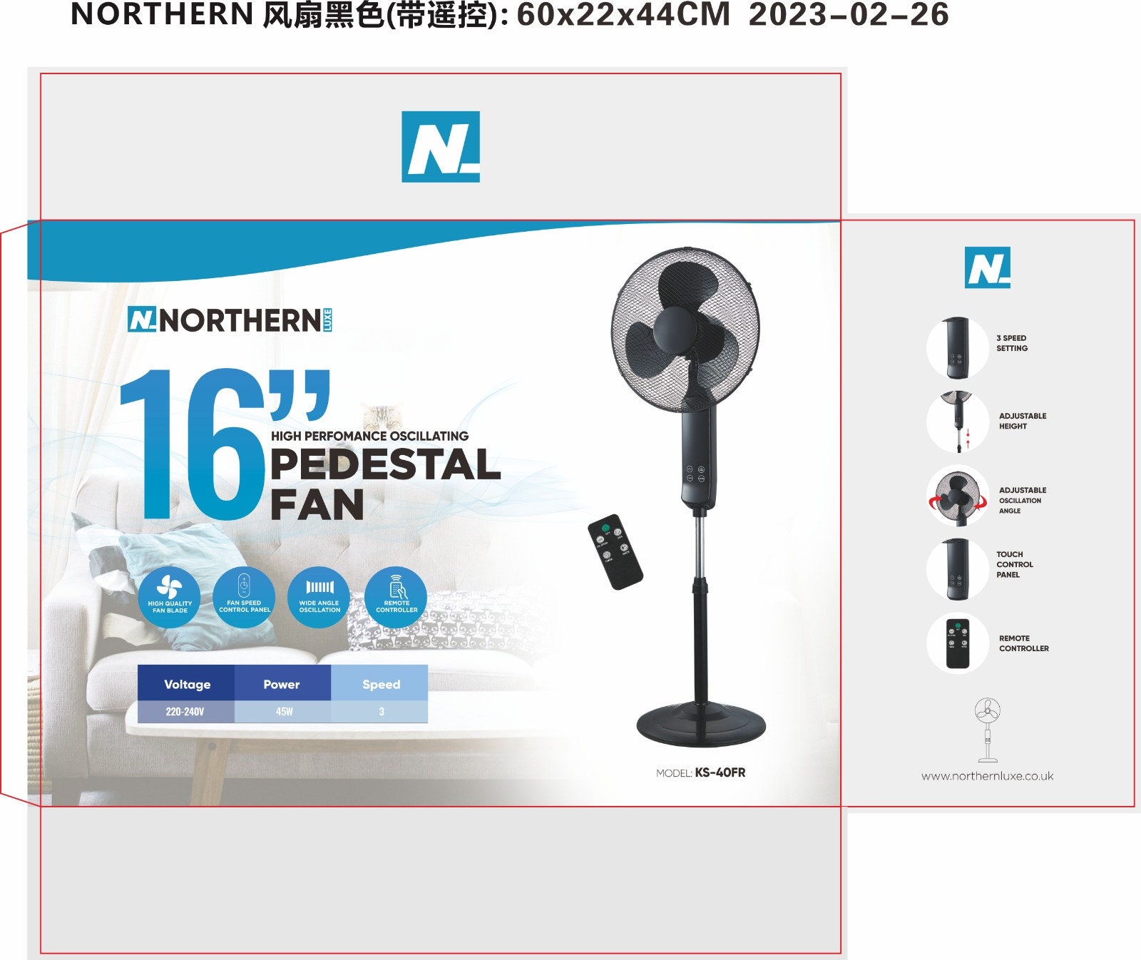 Oscillating Floor Standing Air Cooling Pedestal Fan, Remote Control ...