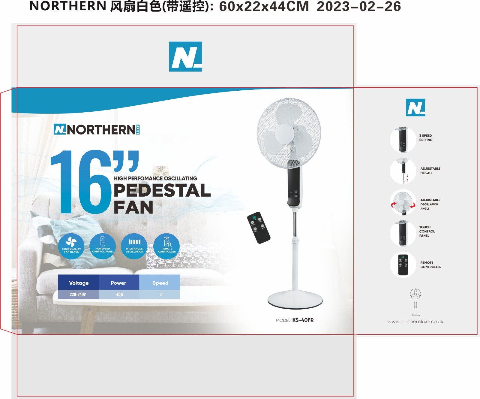 Oscillating Floor Standing Air Cooling Pedestal Fan, Remote Control ...