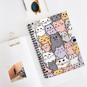 Cute Cat Spiral Notebook, Feline Journal, Kitty Gifts, Cat Lover ...