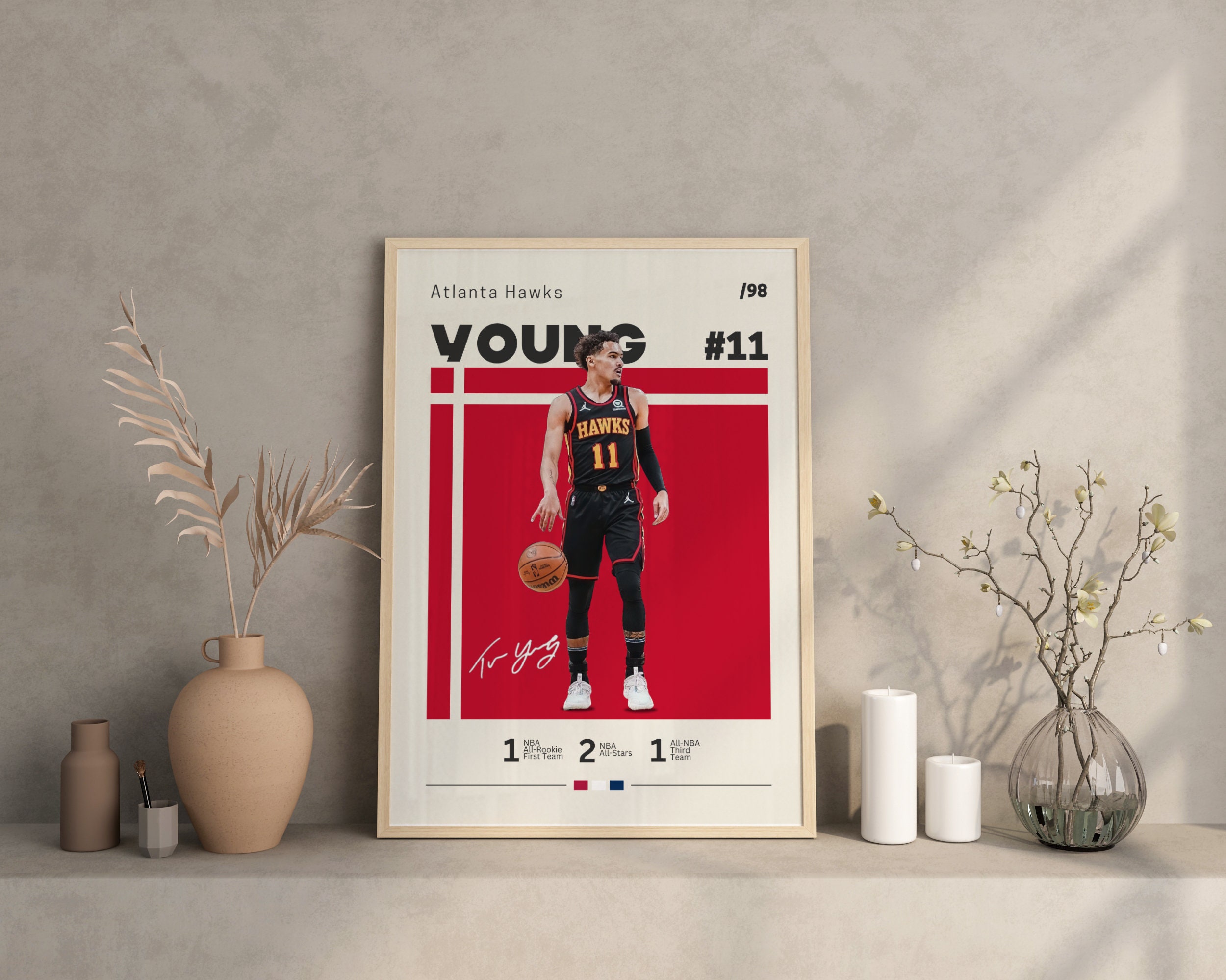 Trae Young Poster, Atlanta Hawks Basketball Print, Basketball Poster ...