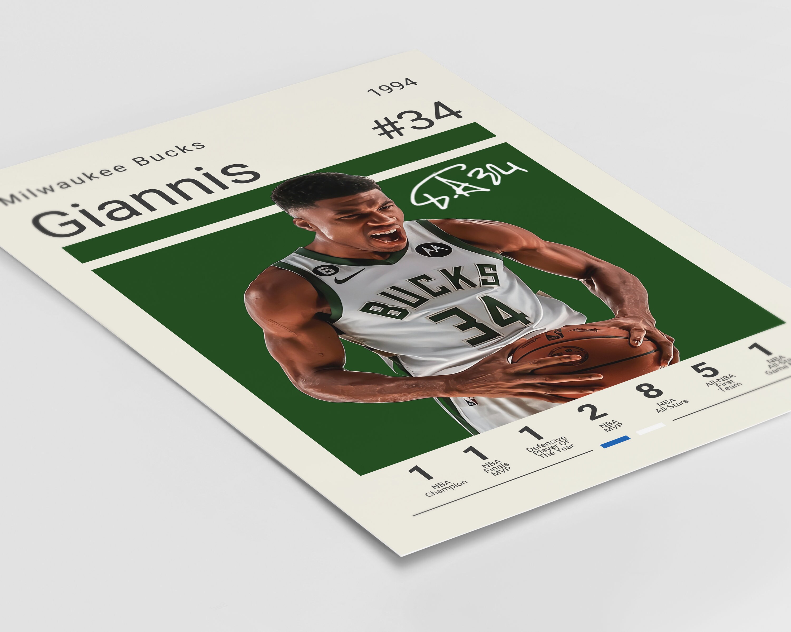 Giannis Antetokounmpo Poster, Milwaukee Bucks Basketball Print ...