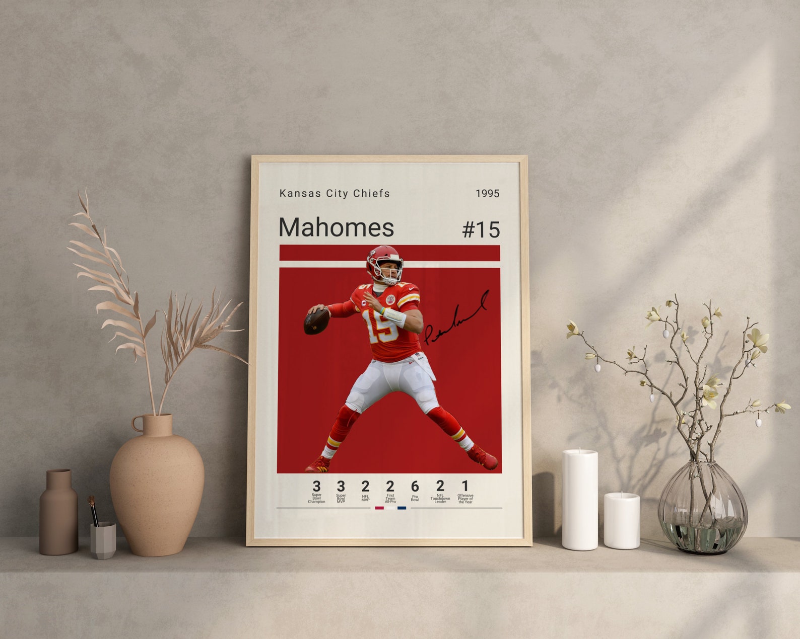 Patrick Mahomes Poster, Kansas City Chiefs Poster, NFL Fan Gifts, NFL ...