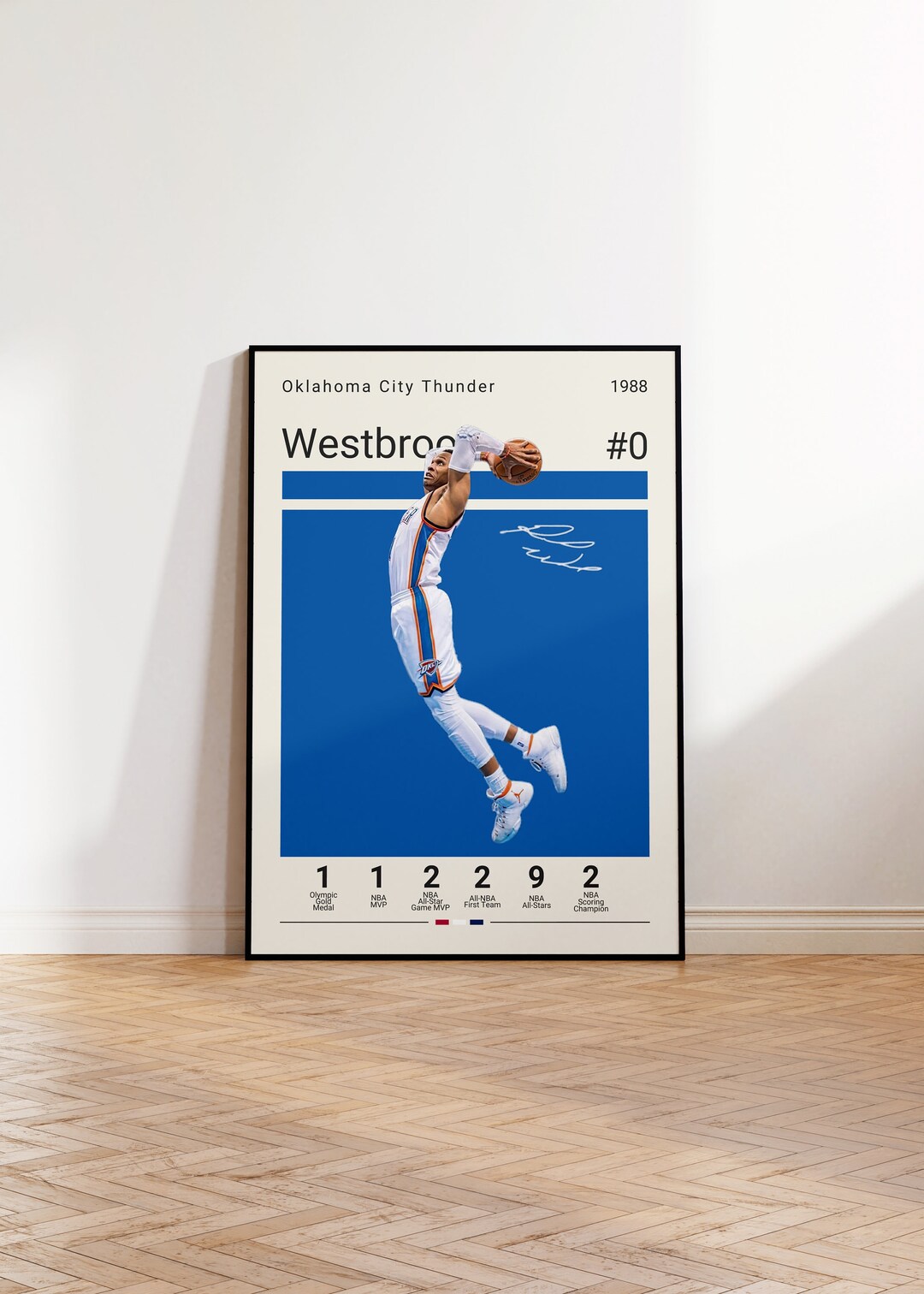 Russell Westbrook Poster, Oklahoma City Thunder Basketball Print ...