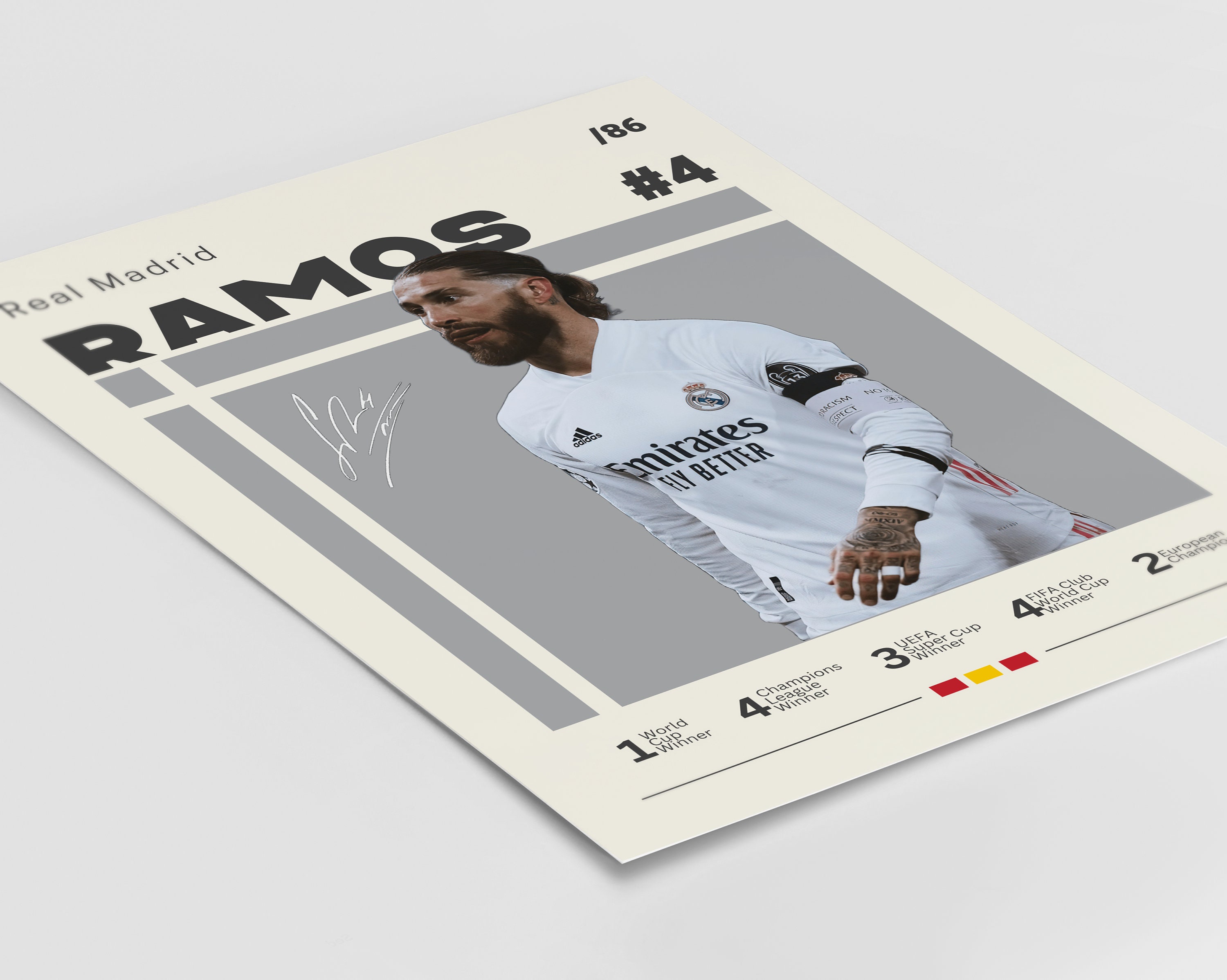 Sergio Ramos Poster, Real Madrid Football Print, Football Poster ...