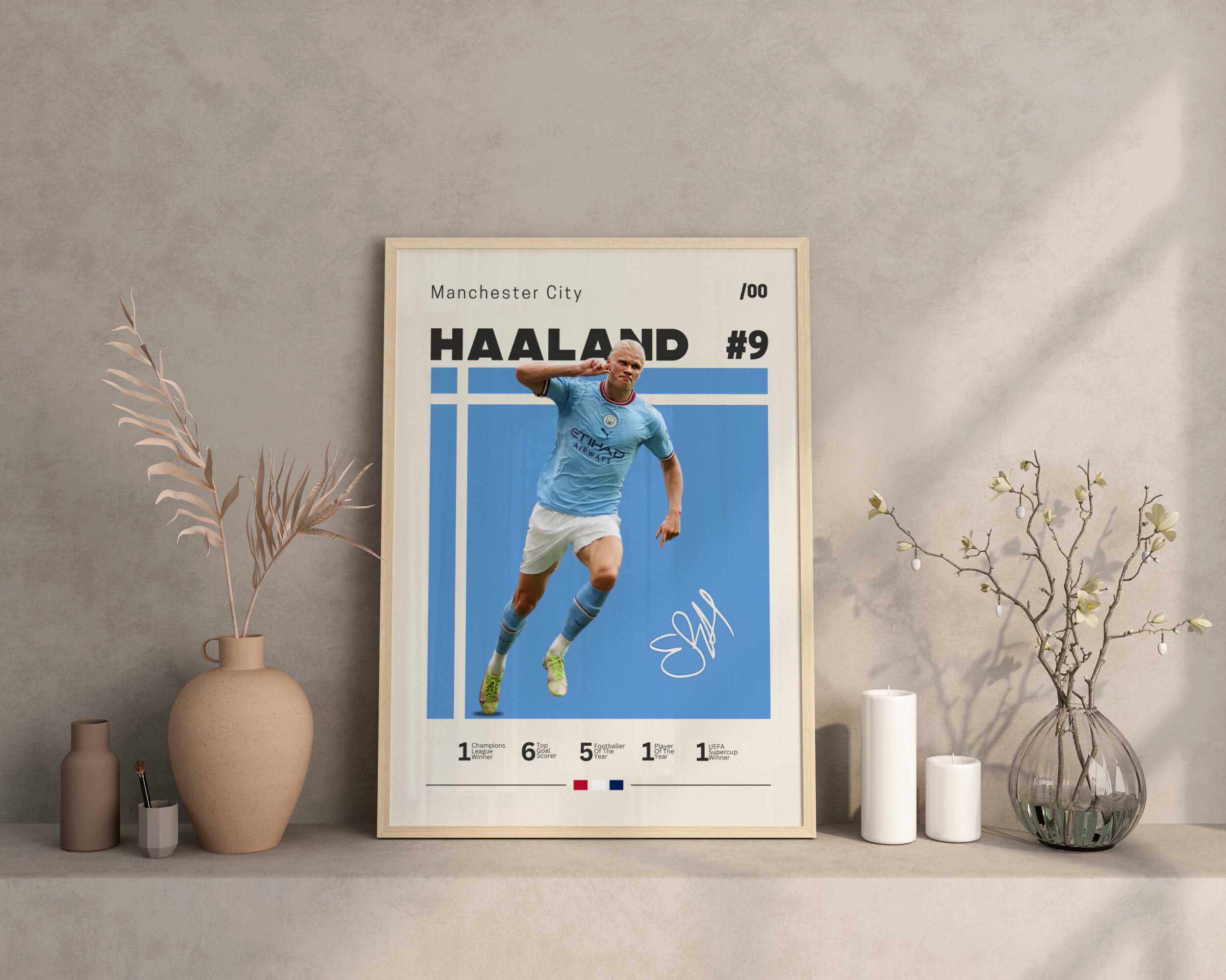 Erling Haaland Poster, Manchester City Football Print, Football Poster ...