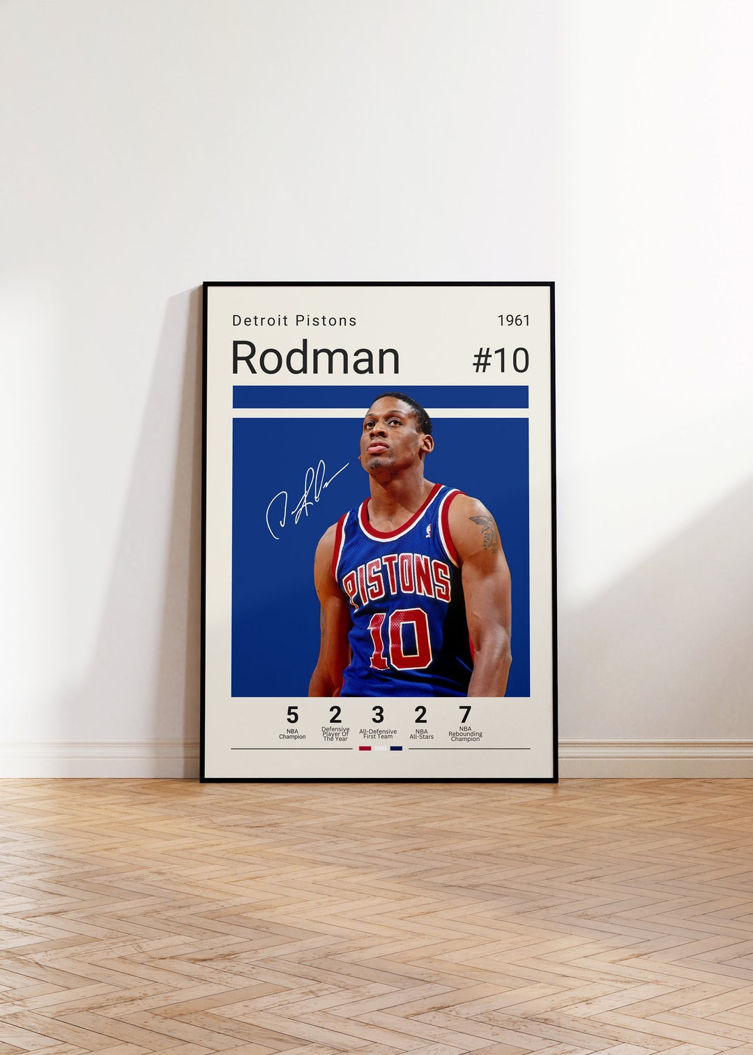 Dennis Rodman Poster, Detroit Pistons Poster, Basketball Print ...