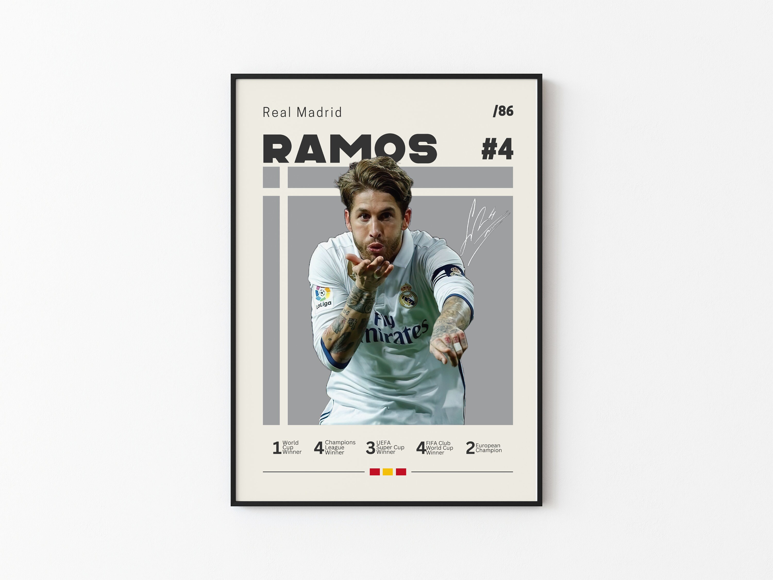 Sergio Ramos Poster, Real Madrid Football Print, Football Poster ...