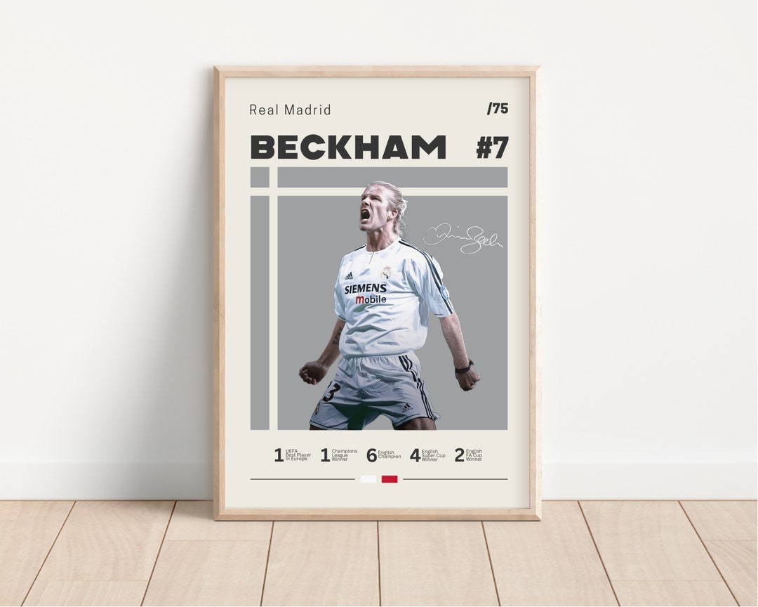 David Beckham Poster, Real Madrid Football Print, Football Poster ...