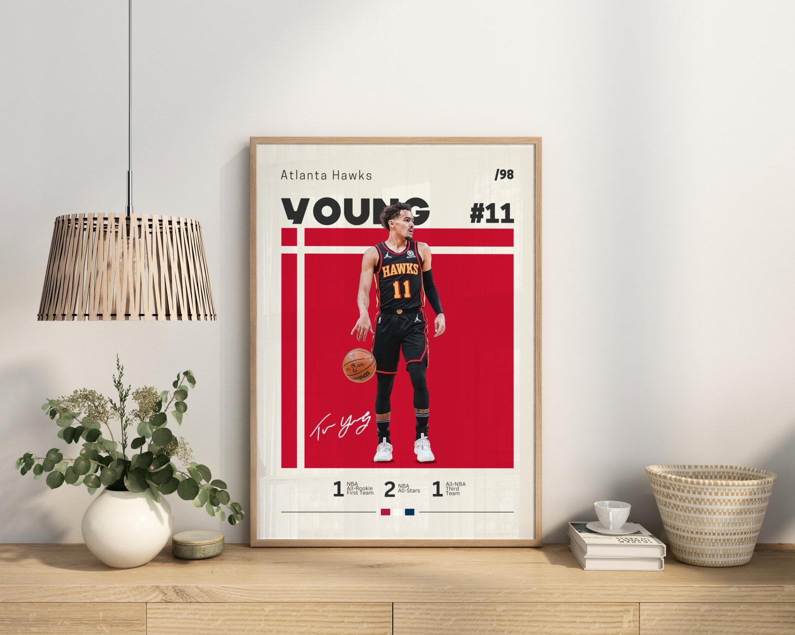Trae Young Poster, Atlanta Hawks Basketball Print, Basketball Poster ...
