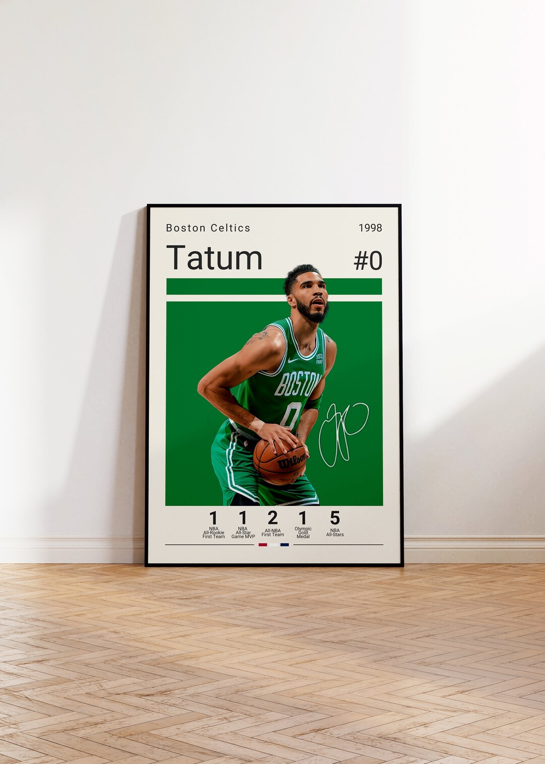 Jayson Tatum Poster, Boston Celtics Basketball Print, Basketball Poster ...