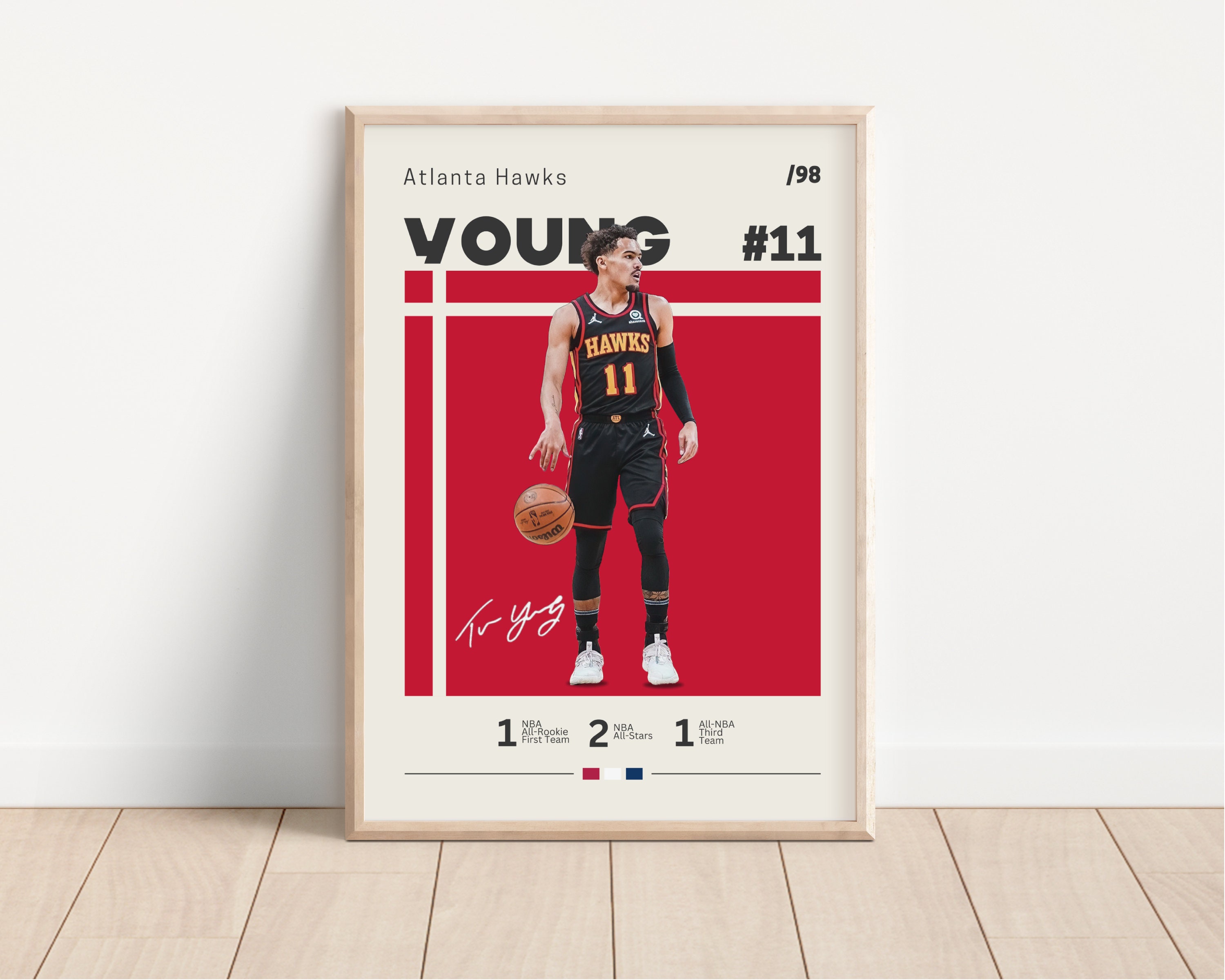 Trae Young Poster, Atlanta Hawks Basketball Print, Basketball Poster ...