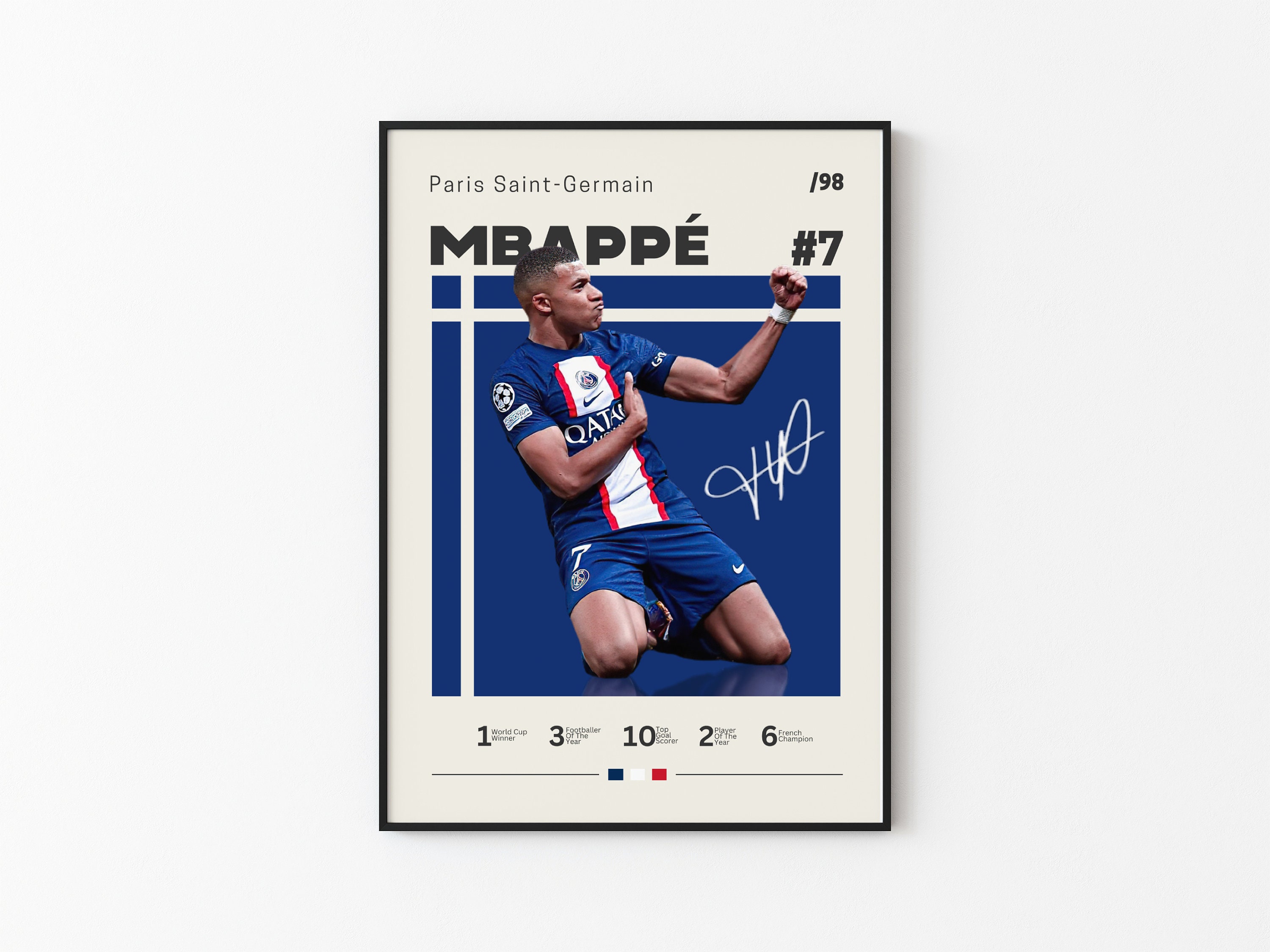 Kylian Mbappe Poster, Paris Saint Germain Football Print, Football ...