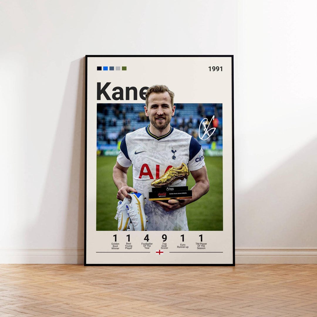 Harry Kane Poster, Tottenham Print, Harry Kane Fan Gift, Soccer Gifts ...