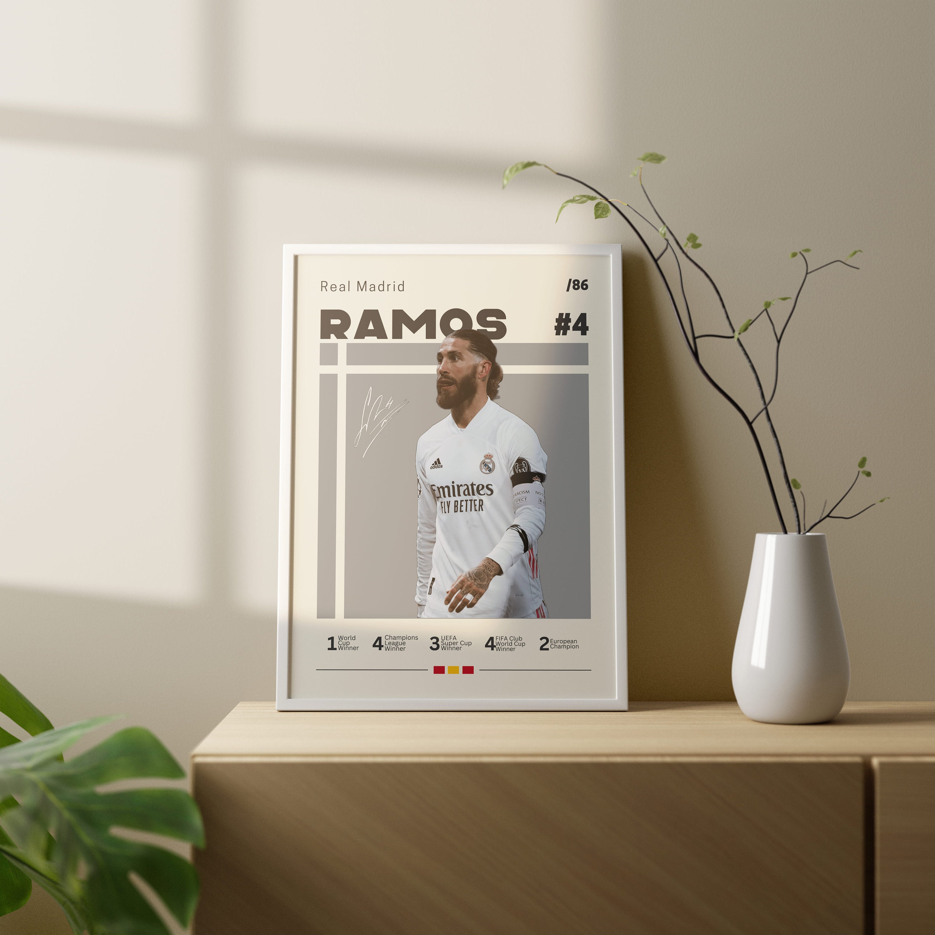 Sergio Ramos Poster, Real Madrid Football Print, Football Poster ...