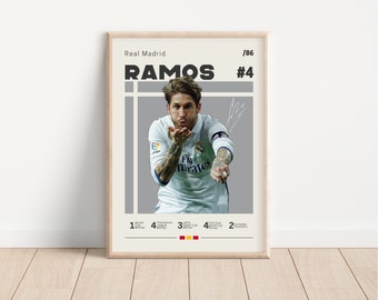 Sergio Ramos Poster, Real Madrid, Football Print, Football Poster ...