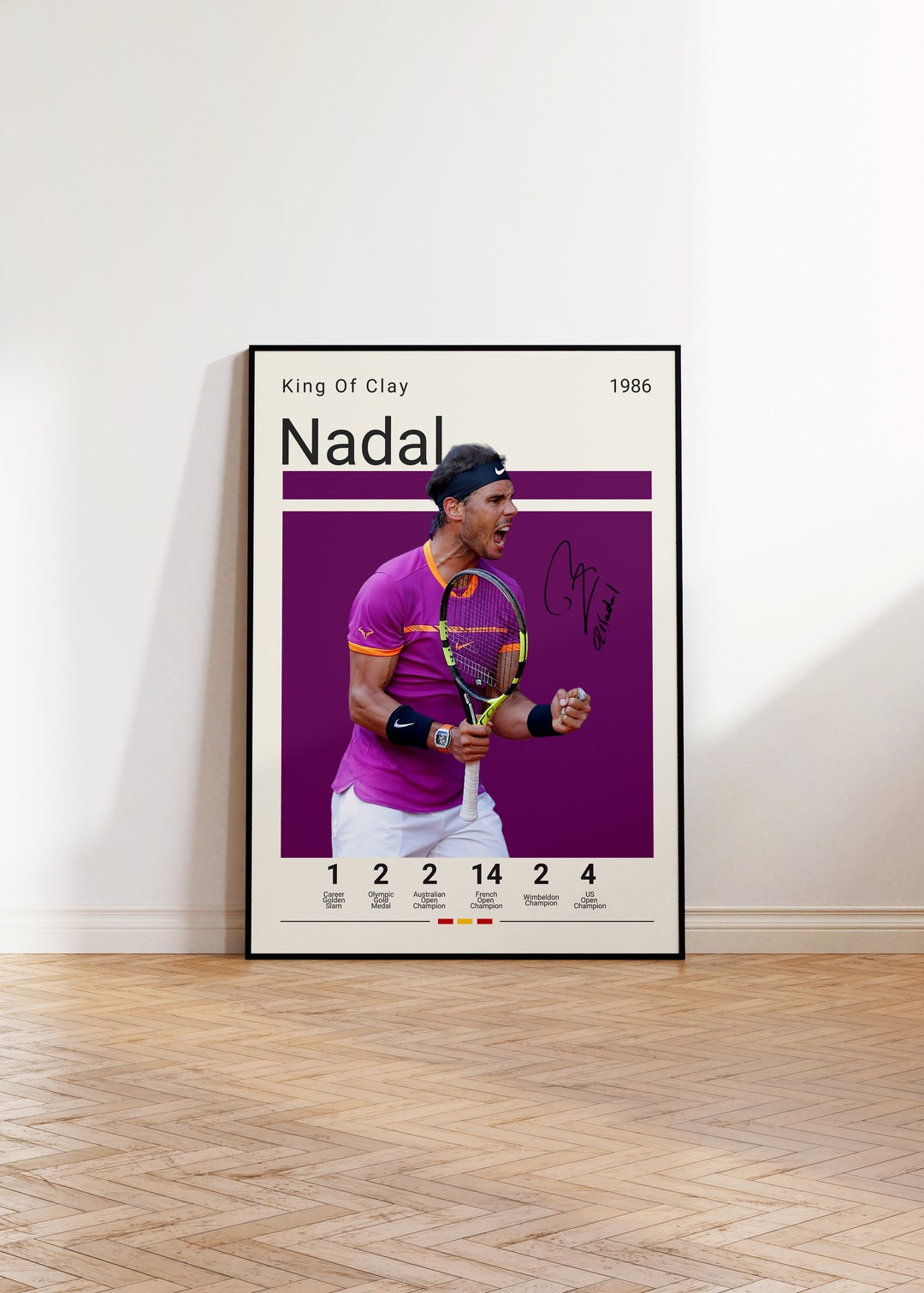 Rafael Nadal Poster, Tennis Print, Tennis Poster, Minimalist Poster ...