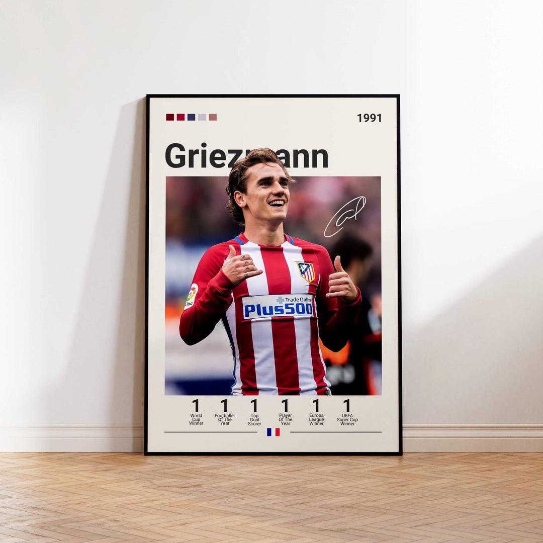 Antoine Griezmann Poster, Atletico Print, Griezmann Fan Gift, Soccer ...